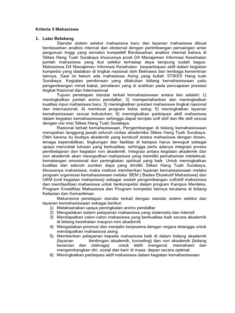 16 Des 24 Led Kriteria 3 Mahasiswa d4 Mik (Dengan RPL) | PDF