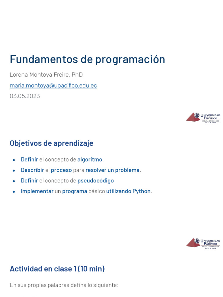 FP Clase2 | PDF | Algoritmos | Python (lenguaje de programación)