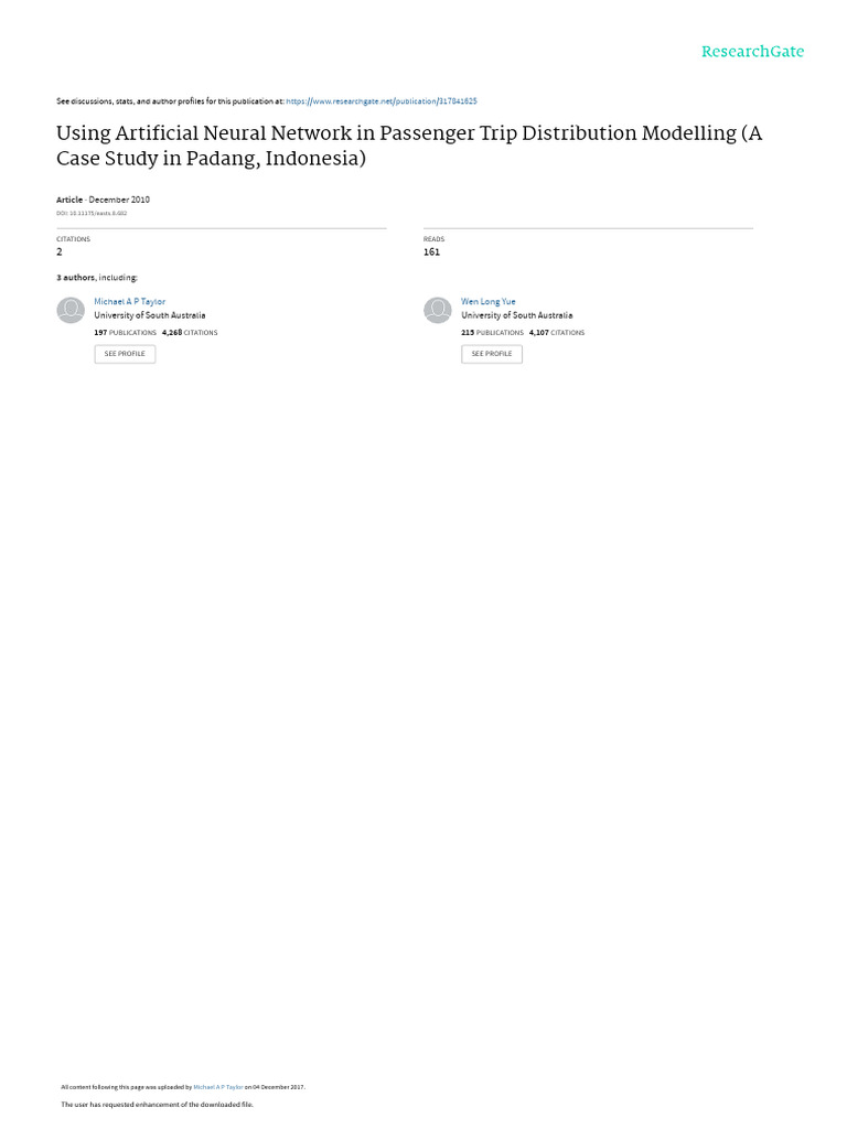 Using Artificial Neural Network in Passenger Trip | PDF | Algorithms ...