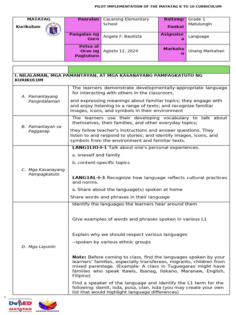 g1 q1 Dlp Week 3language | PDF