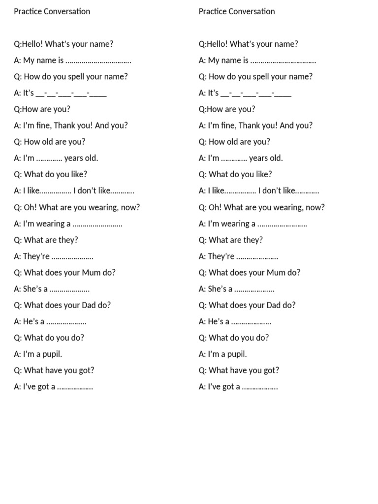 Practice Conversation | PDF