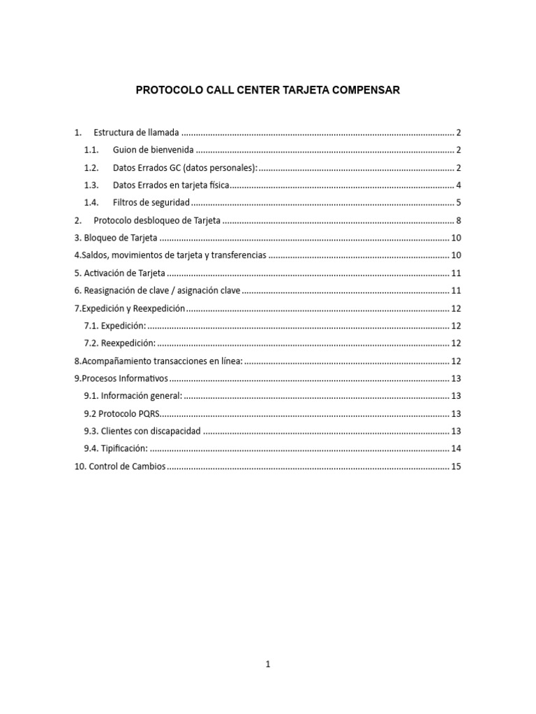 Protocolo Call Center Compensar | PDF | Documento de identidad ...