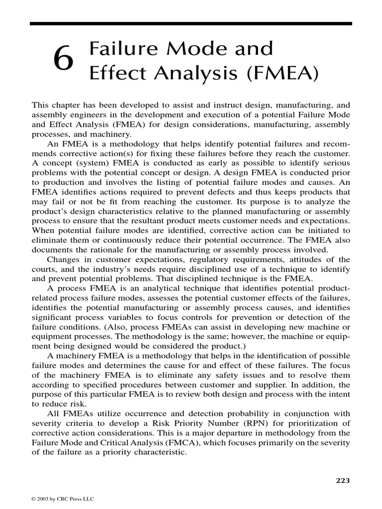 Chapter 6 FMEA | PDF | Reliability Engineering