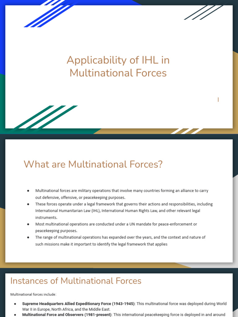 Applicability of IHL in Multinational Forces | PDF | International ...