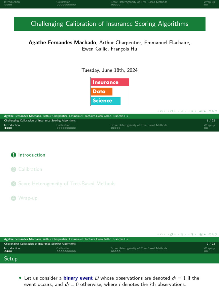 Challenging Calibration of Insurance Scoring Algorithms: Agathe ...