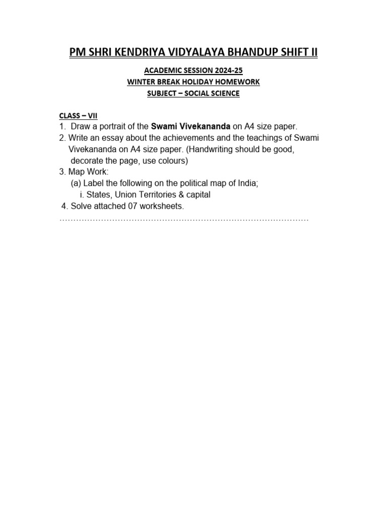 VII SST WB Homework 24-25 | PDF