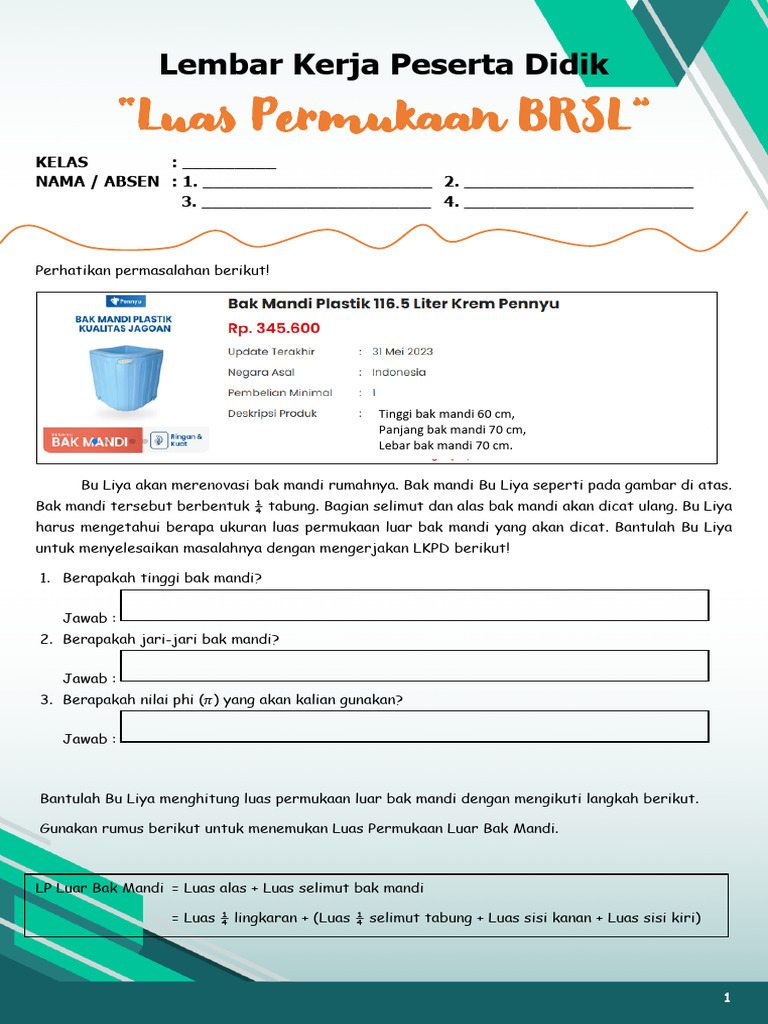 LKPD - LP BAK MANDI (TABUNG) | PDF