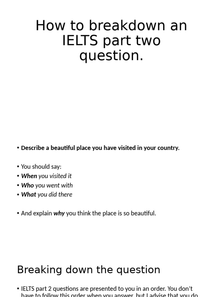 How To Breakdown An IELTS Part Two Question | PDF
