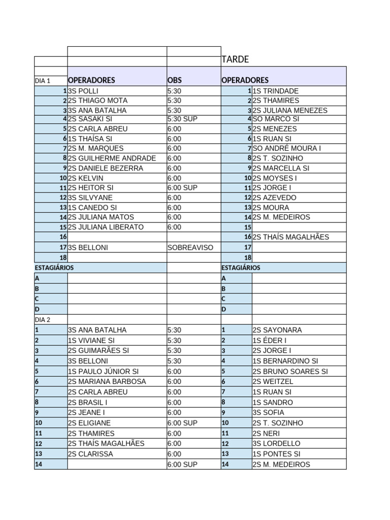 Escalação Atgl | PDF