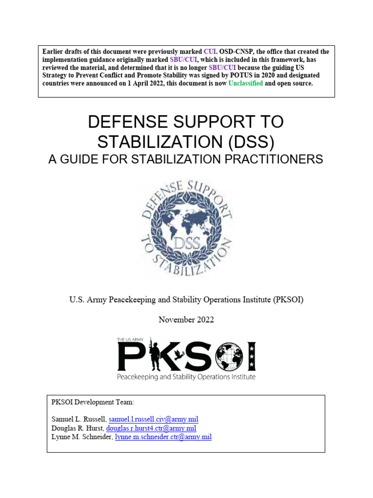 Defense Support to Stabilization Guide | PDF | Deterrence Theory ...