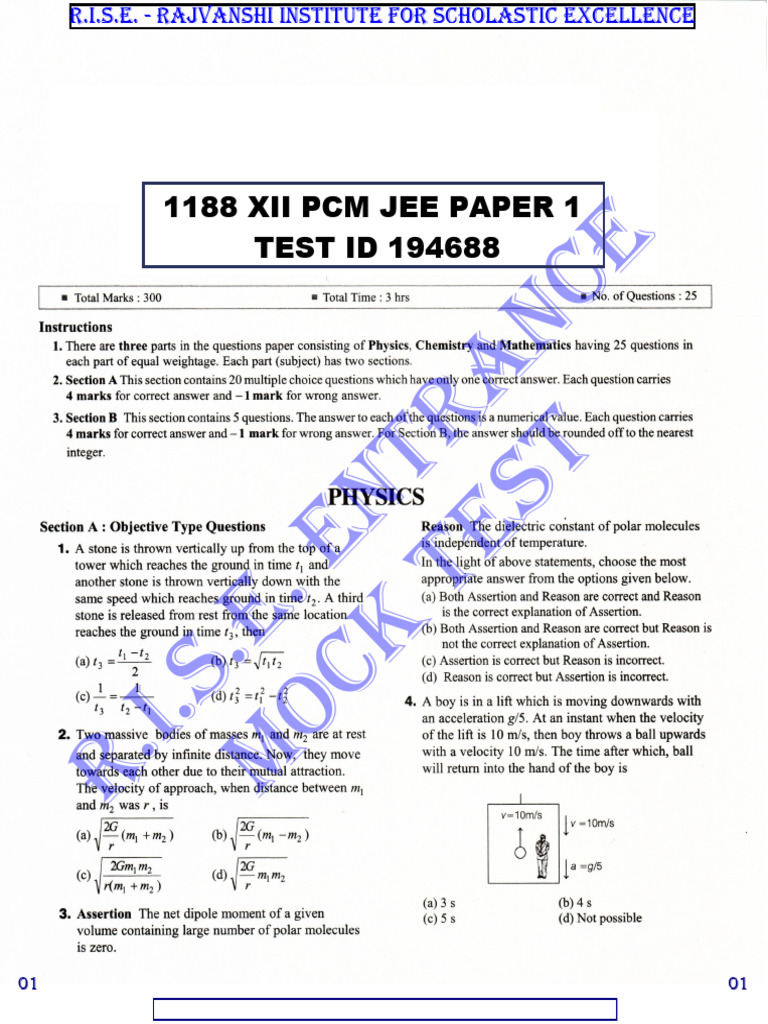 1188-194688 Xii PCM Paper 1 Jee Result | PDF | Academia | Schools