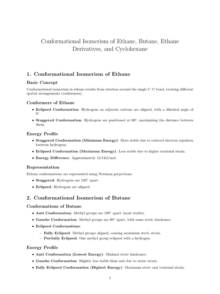 Conformational Isomerism in Ethane and Butane | PDF | Conformational ...