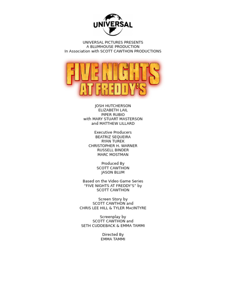 Five Nights at Freddys - Production Information - Approved | PDF