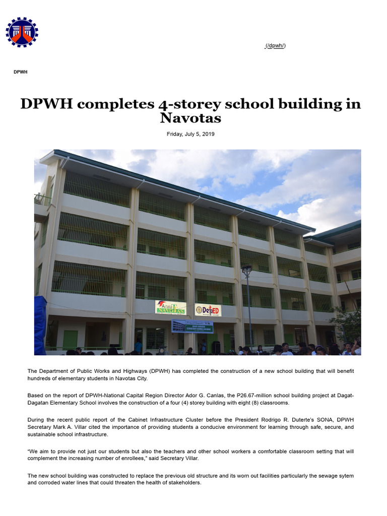 Navotas 4-Storey School Building Completed | PDF