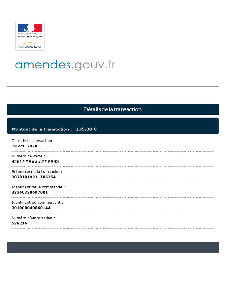 Détails de la transaction du 19 oct. 2020 | PDF