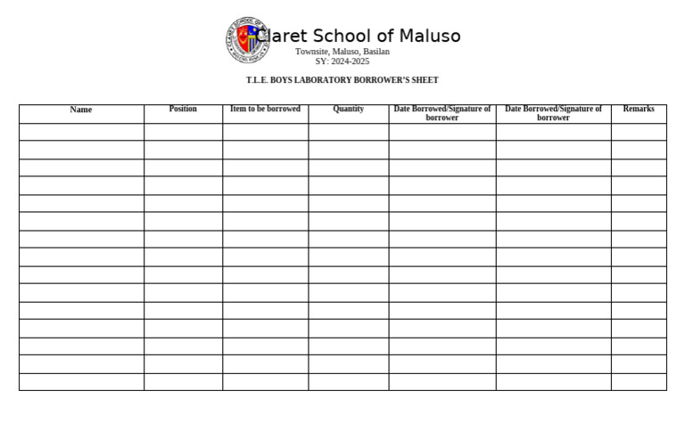 TLE BOROWERS' SHEET | PDF