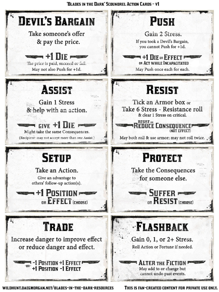 Scoundrel Action Cards Cardstock Sheets V1.1a | PDF