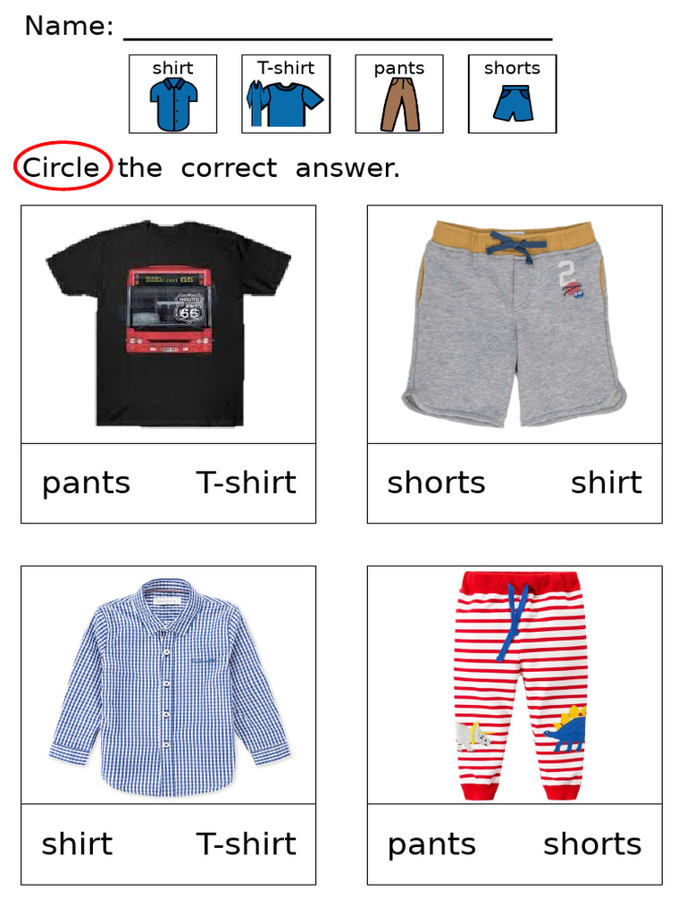 Clothing Worksheets - Circle | PDF