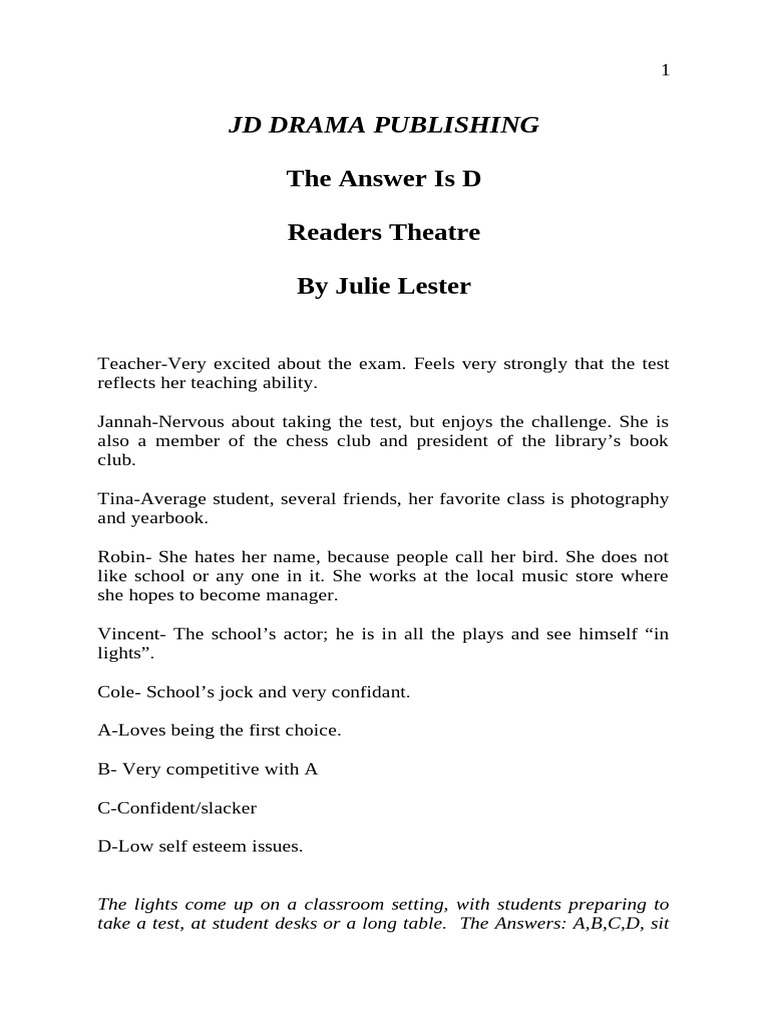 Readers Theatre: State Exam Drama | PDF