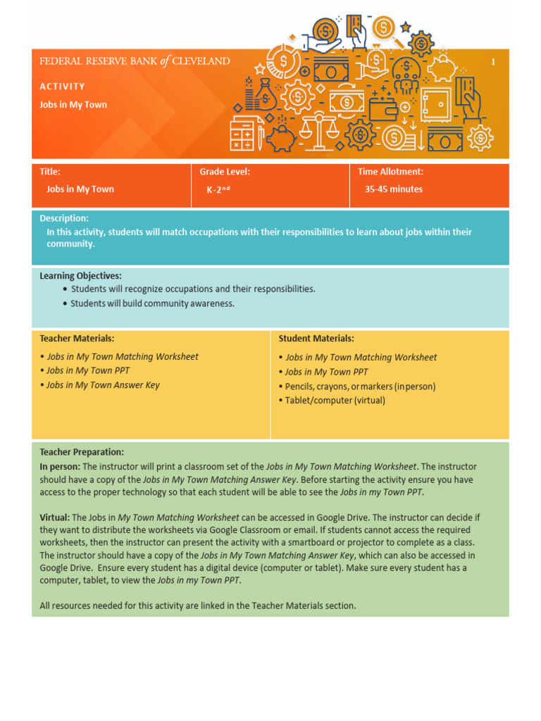 Jobs in My Town Lesson Plan | PDF | Lesson Plan | Worksheet