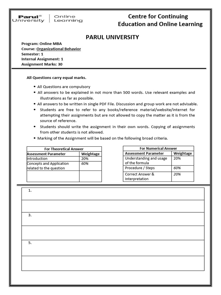 Ob-Assignment-Mba Paper3 | PDF