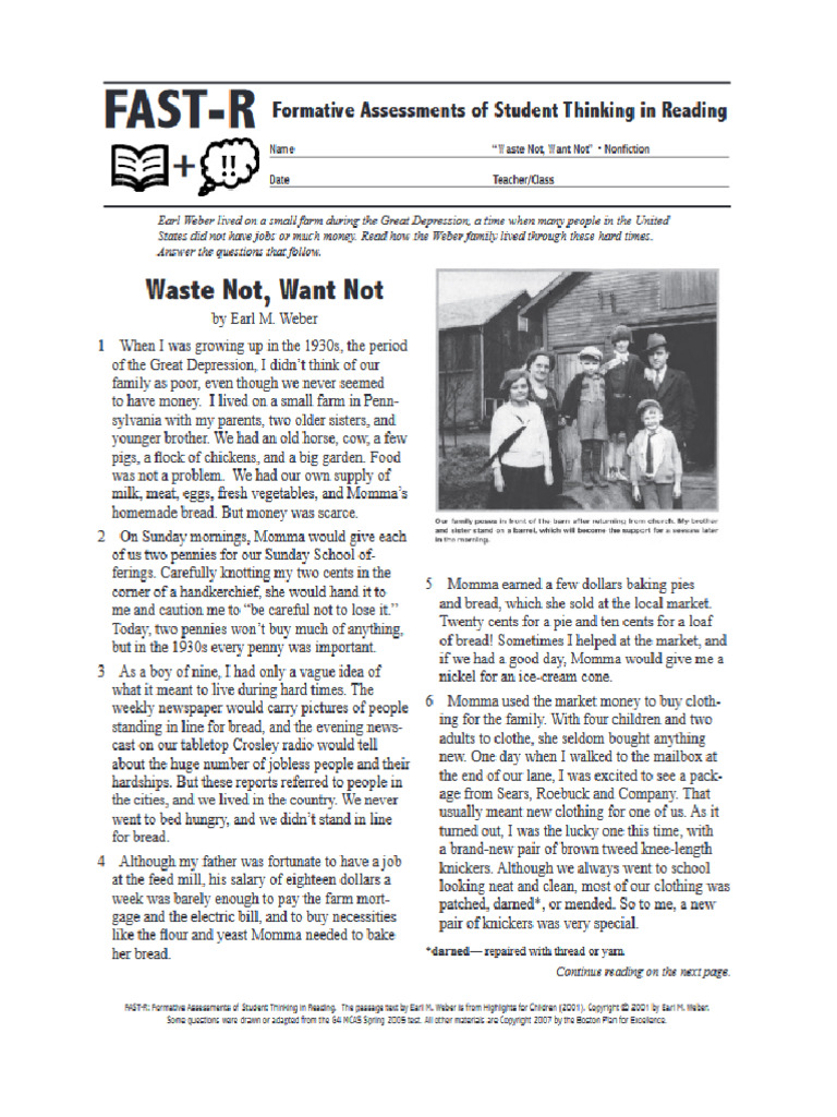 (SC) Waste Not, Want Not FAST-R-1 | PDF