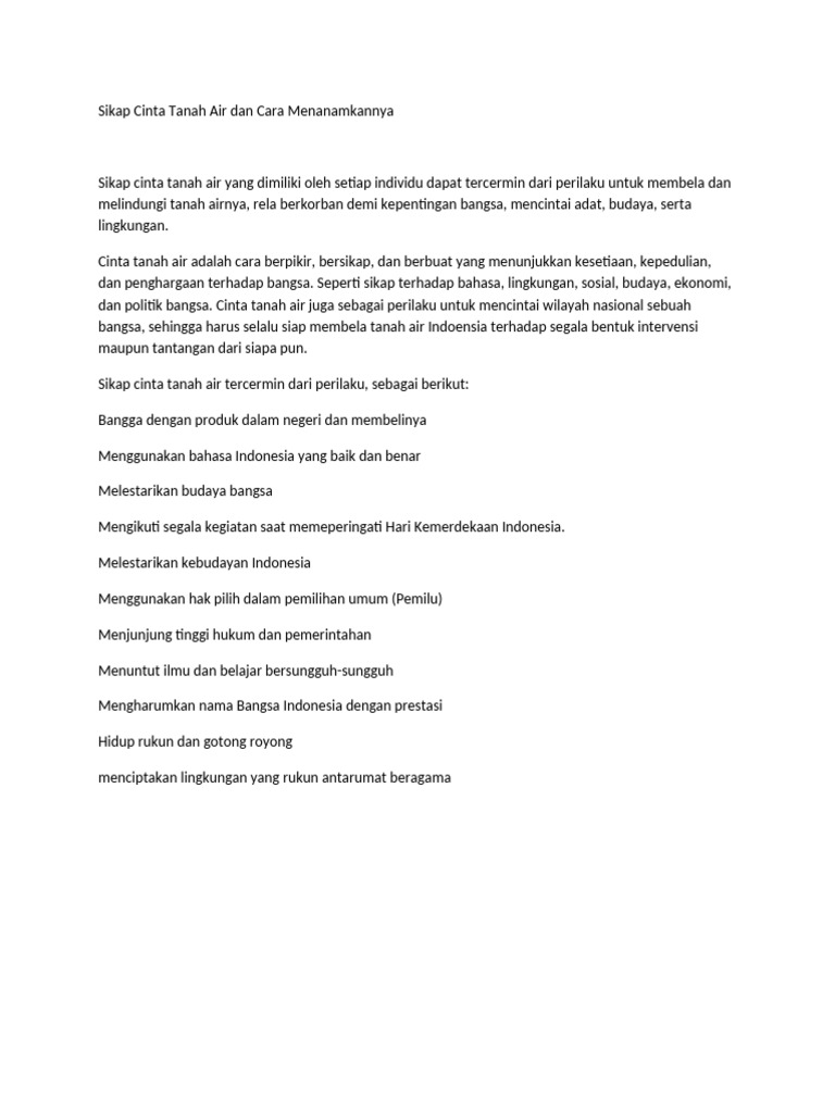 Sikap Cinta Tanah Air | PDF