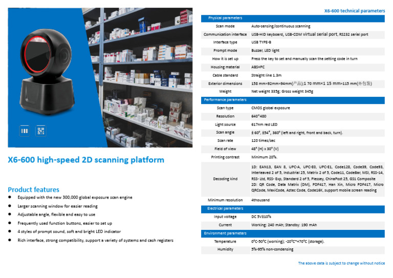 X6 600 2D Scanning Platform | PDF | Qr Code | Computing