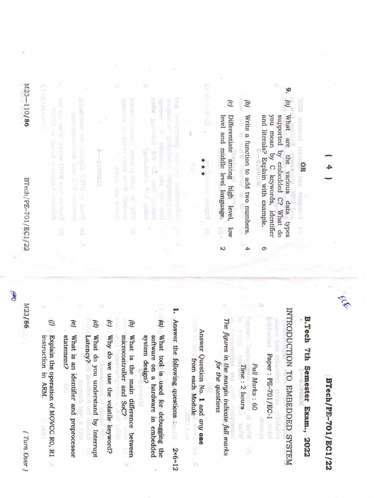 PE-701-EC-1 Introduction to Embedded System-1 | PDF
