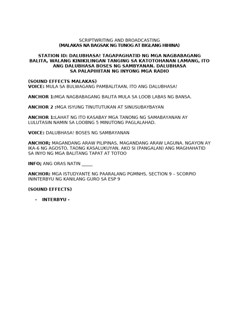 Scriptwriting and Broadcasting | PDF