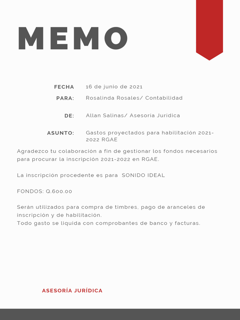 Simple Black White and Red General Corporate Memo | PDF