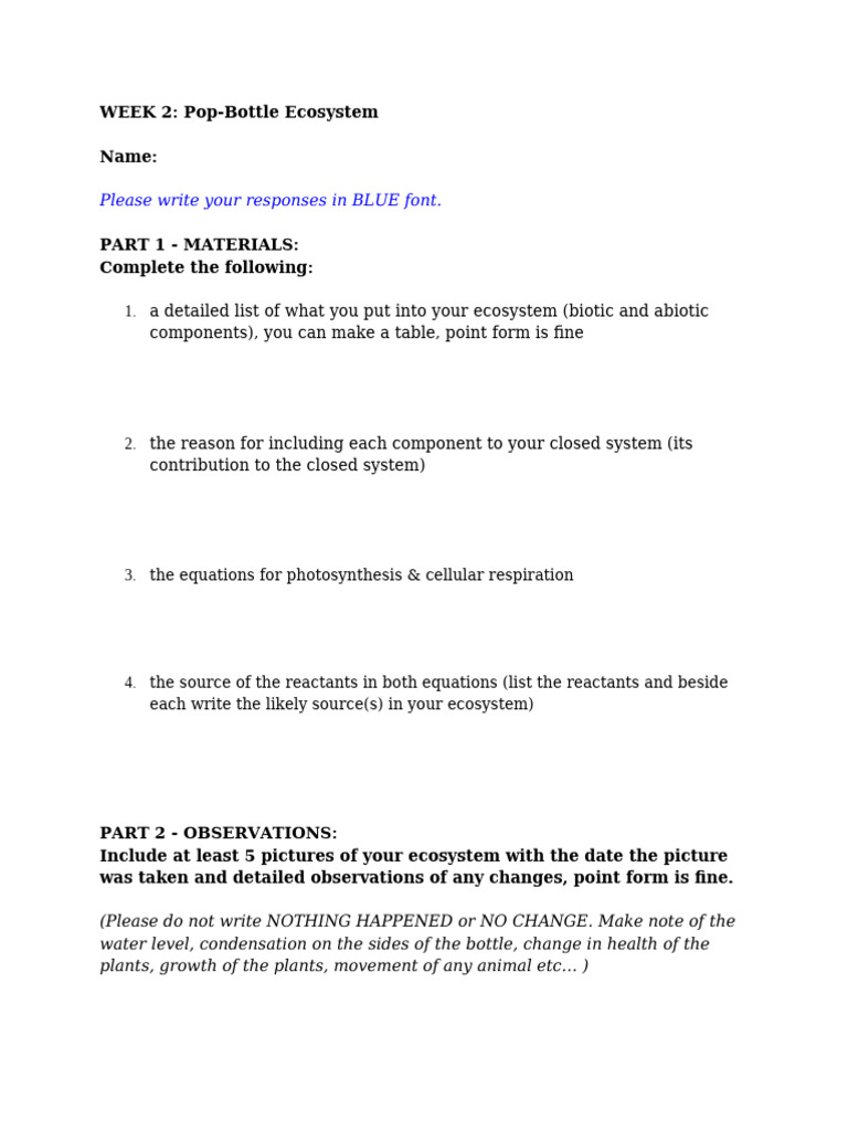 WEEK 2 - Pop-Bottle Ecosystem | PDF