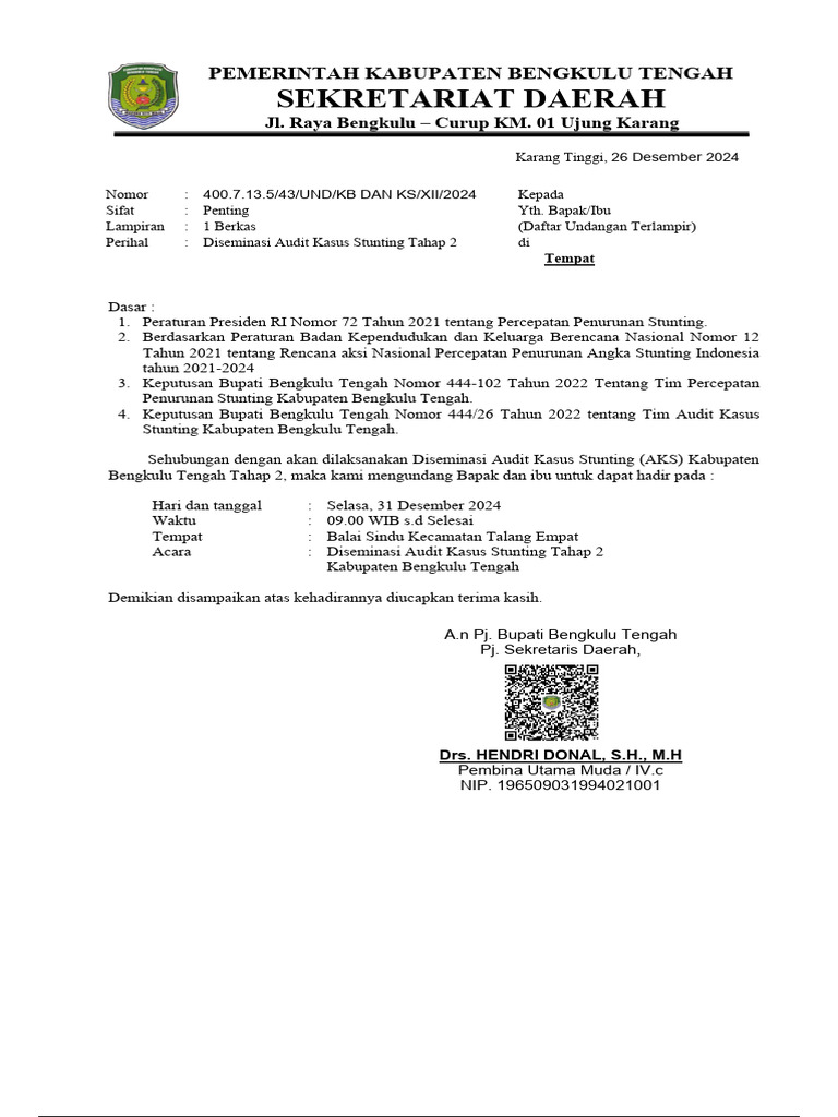 Surat Undangan Diseminasi AKS Tahap 2 | PDF