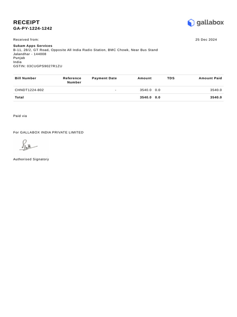 Pay PbJZjHu1d5w9NQ Receipt | PDF