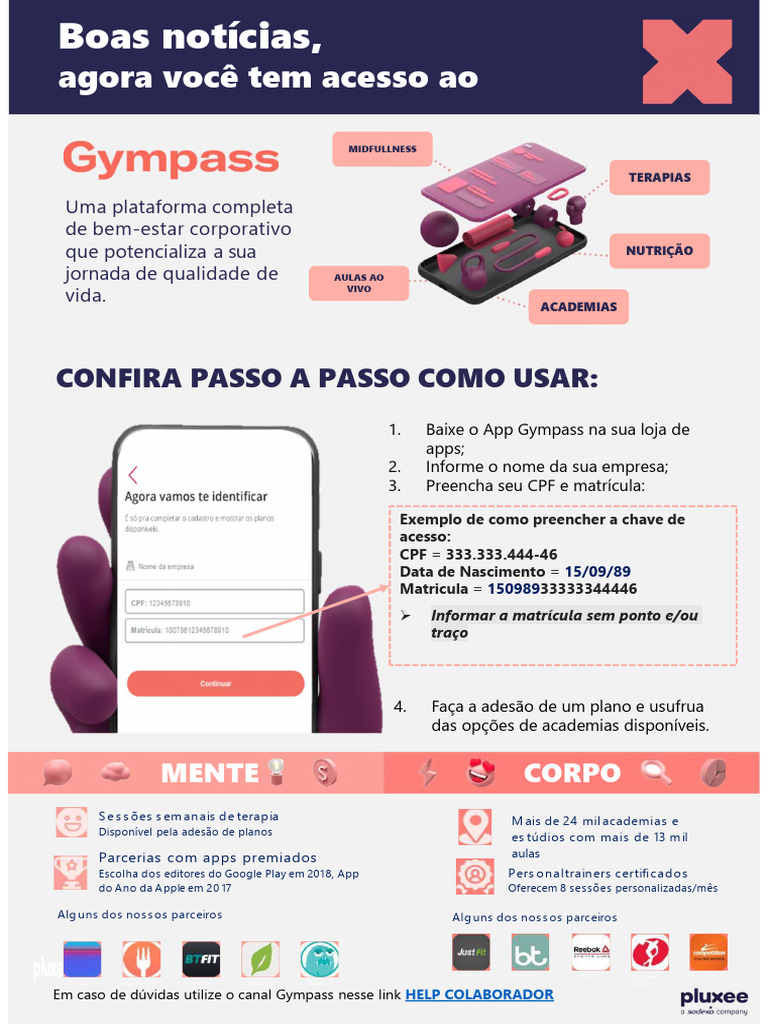 Primeiro Acesso Gympass | PDF | Aplicativo para celular | Software móvel