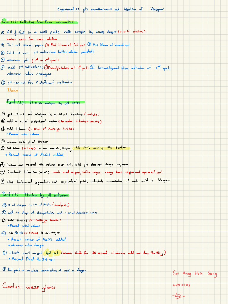 Flowchart Lab 5 67011293 | PDF | Titration | Chemistry