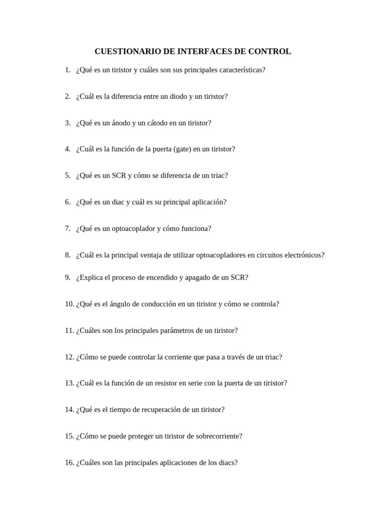 CUESTIONARIO DE INTERFACES DE CONTROL 3T | PDF