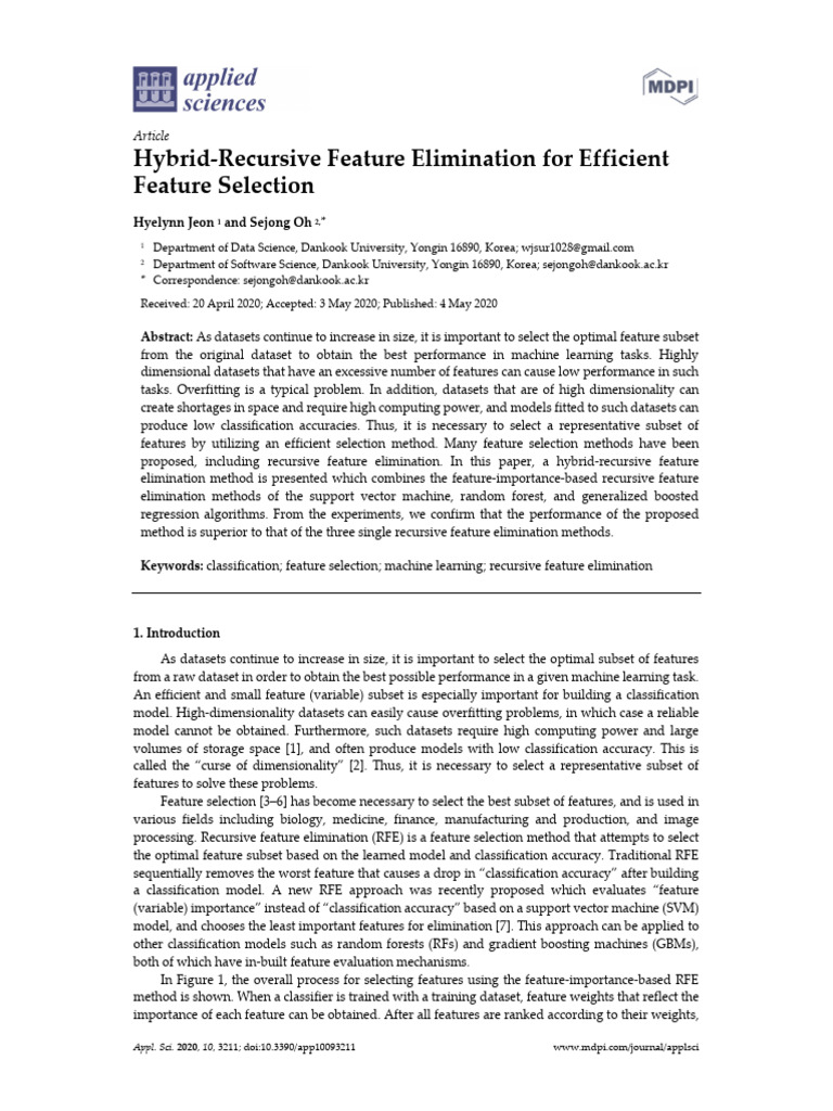 Hybrid-Recursive Feature Elimination For Efficient Feature Selection | PDF | Support Vector ...