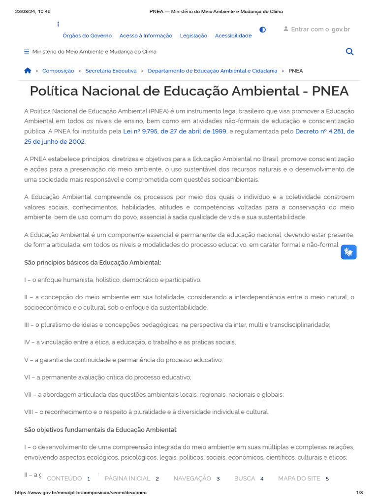 PNEA — Ministério do Meio Ambiente e Mudança do Clima | PDF ...
