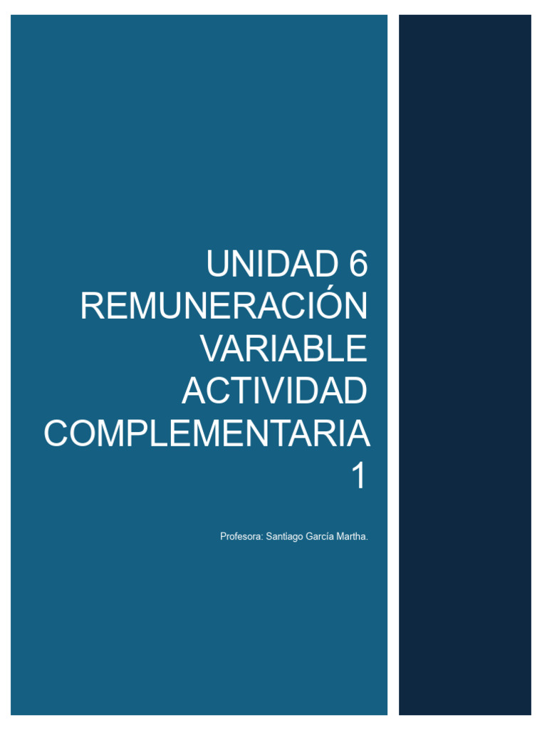 Unidad 6 Remuneración variable, actividad complementaria 1. | PDF | Marketing | Logística