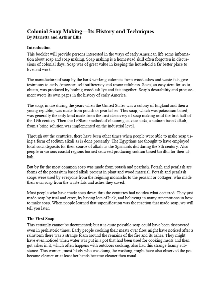 ColonialSoapMaking HistoryTechniques | PDF | Soap | Salt (Chemistry)