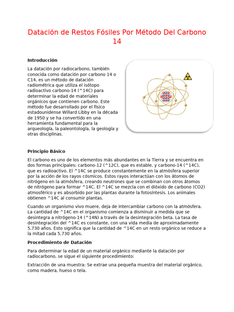Carbono 14 | PDF | Datación por radiocarbono | Ciencias fisicas