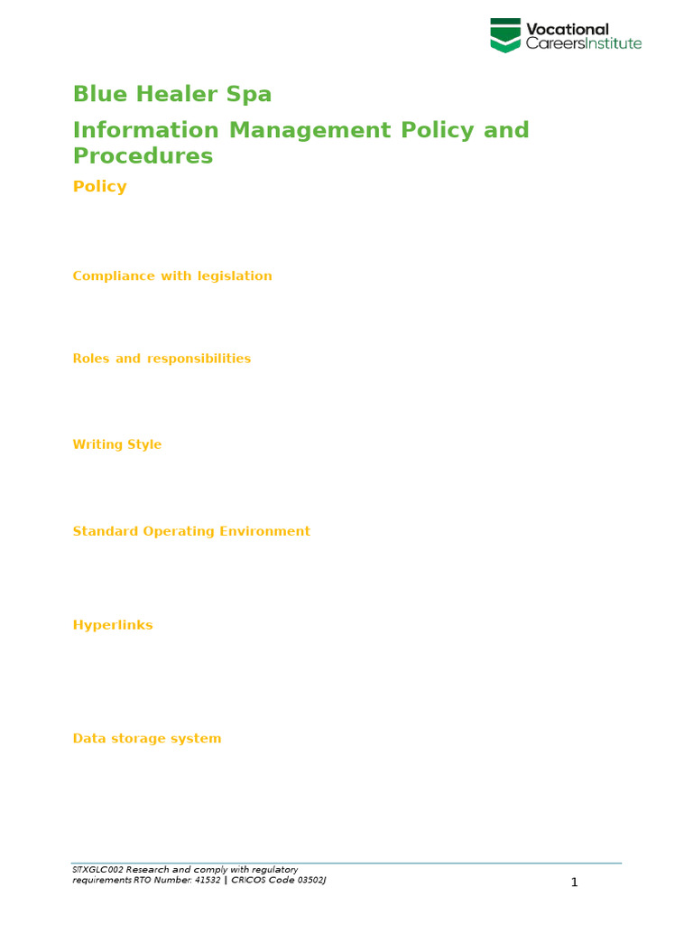 Blue Healer Spa Compliance Policy Guide | PDF