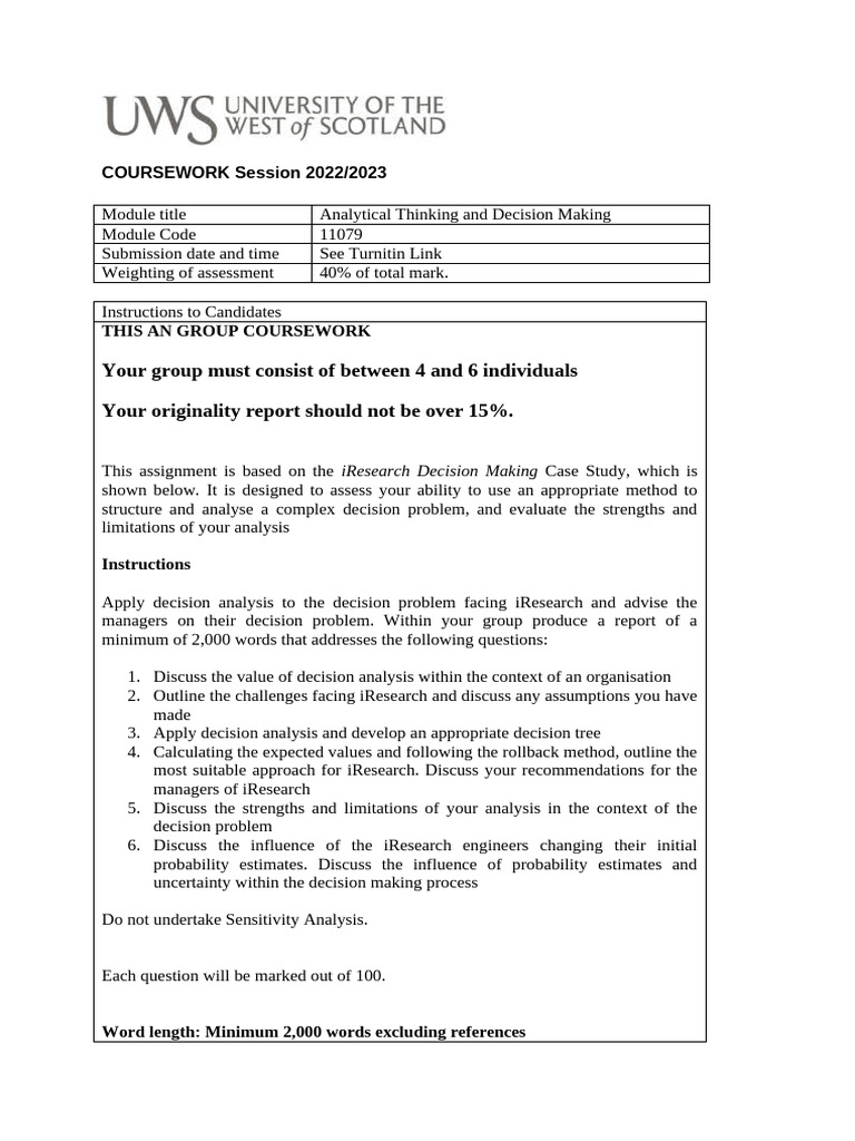ATDM Group Assessment Iresearch Case BUSN11079 2022 - 23 | PDF ...