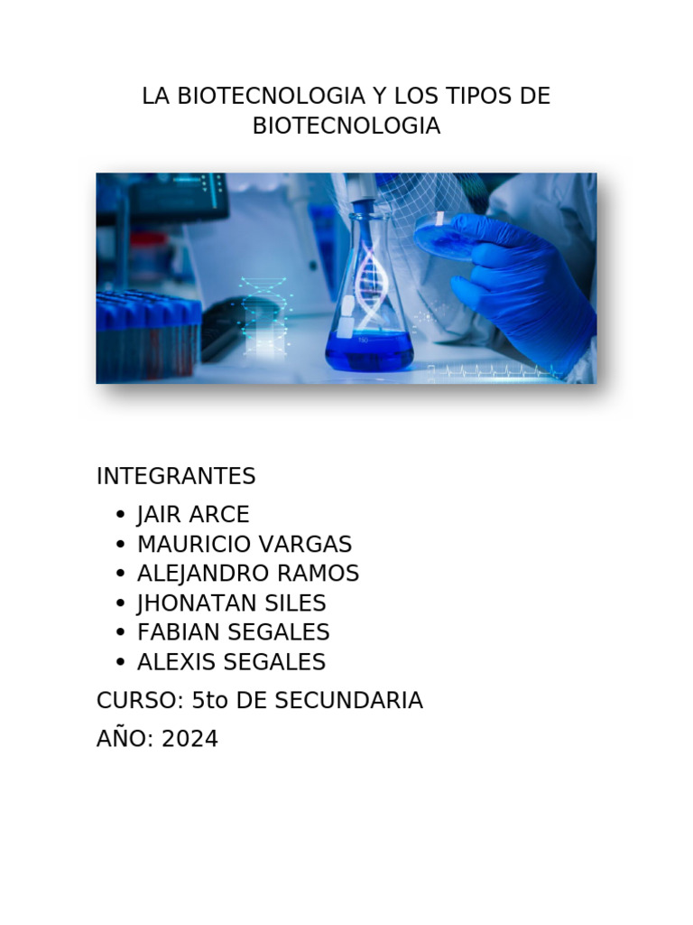La Biotecnologia y Los Tipos de Biotecnologia | PDF | Biotecnología ...
