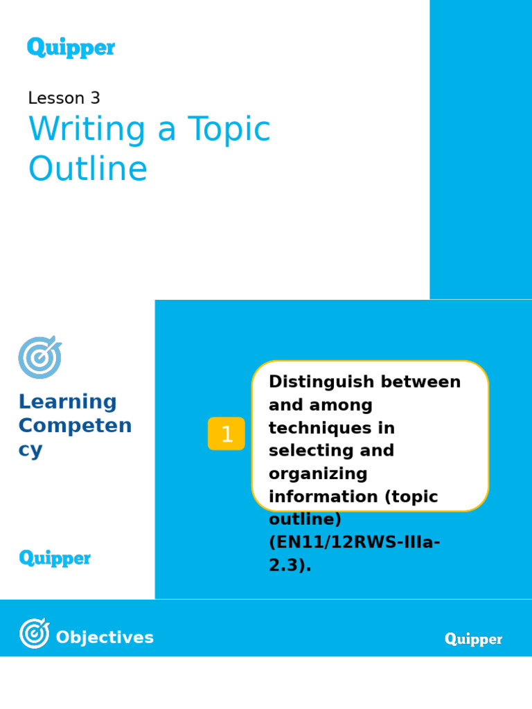 R&W-Topic-Outline | PDF | Essays | Cognition