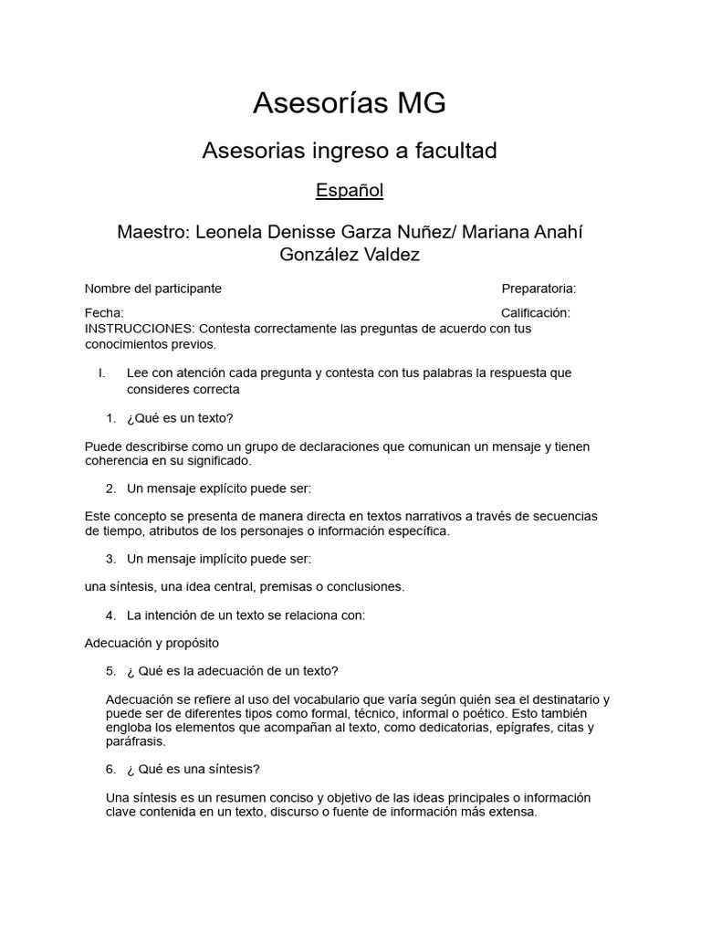 Examen Español Facult | PDF | Razonamiento deductivo