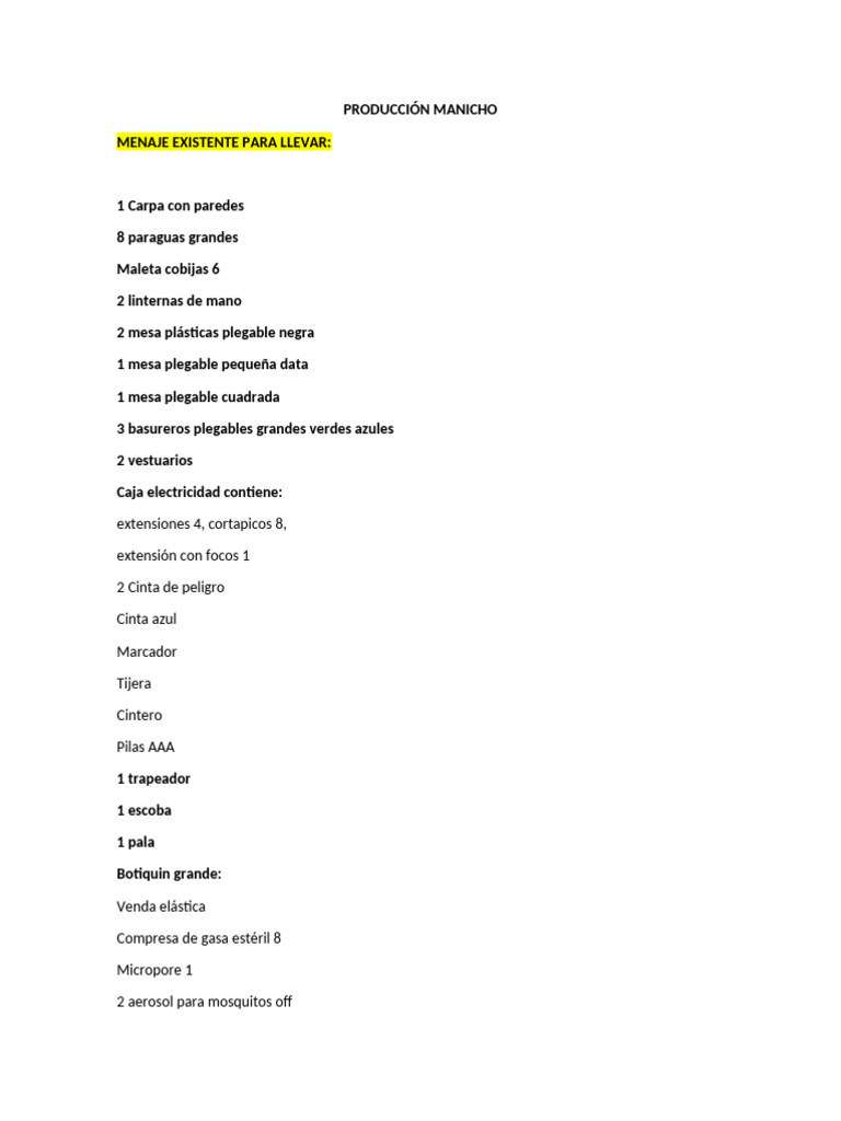 Producción Manicho | PDF