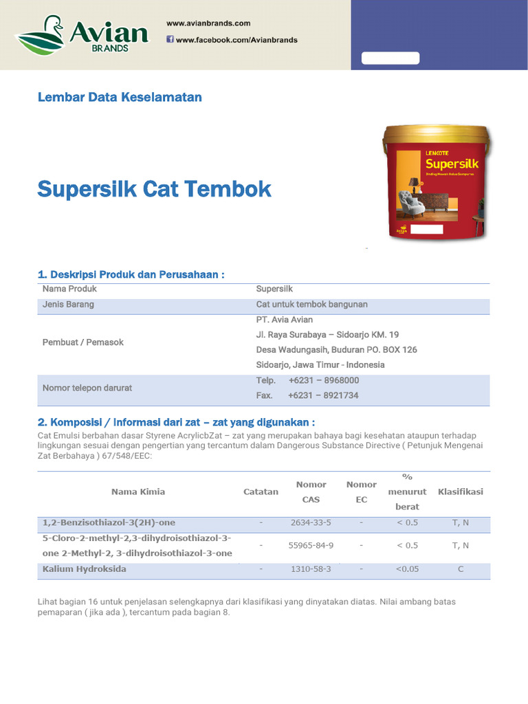 MSDS - Supersilk Emulsion | PDF