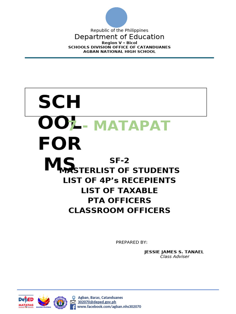 School Form Cover Page | PDF